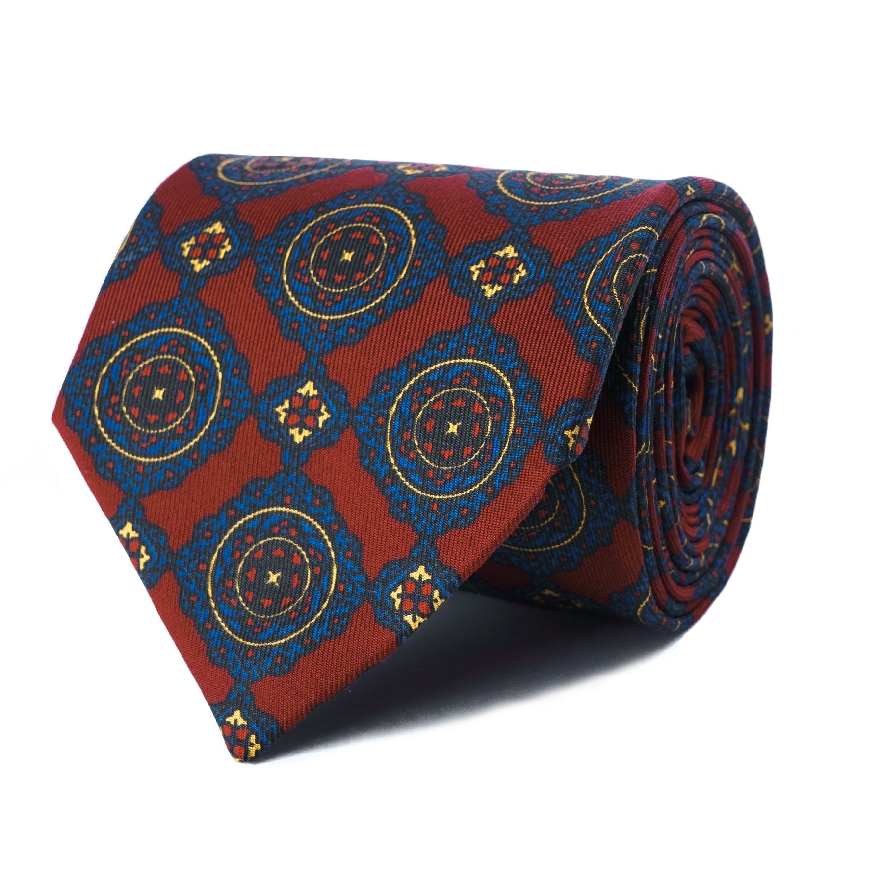Burgundy & Navy Medallion Madder Silk Tie – Rampley and Co