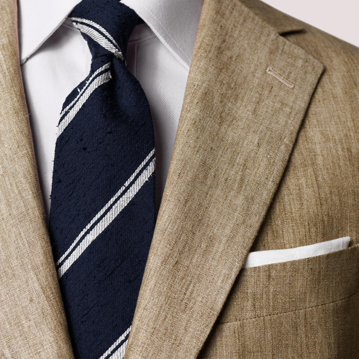 40R Regular Fit Light Brown Linen Jacket, with School Of Athens Lining ...