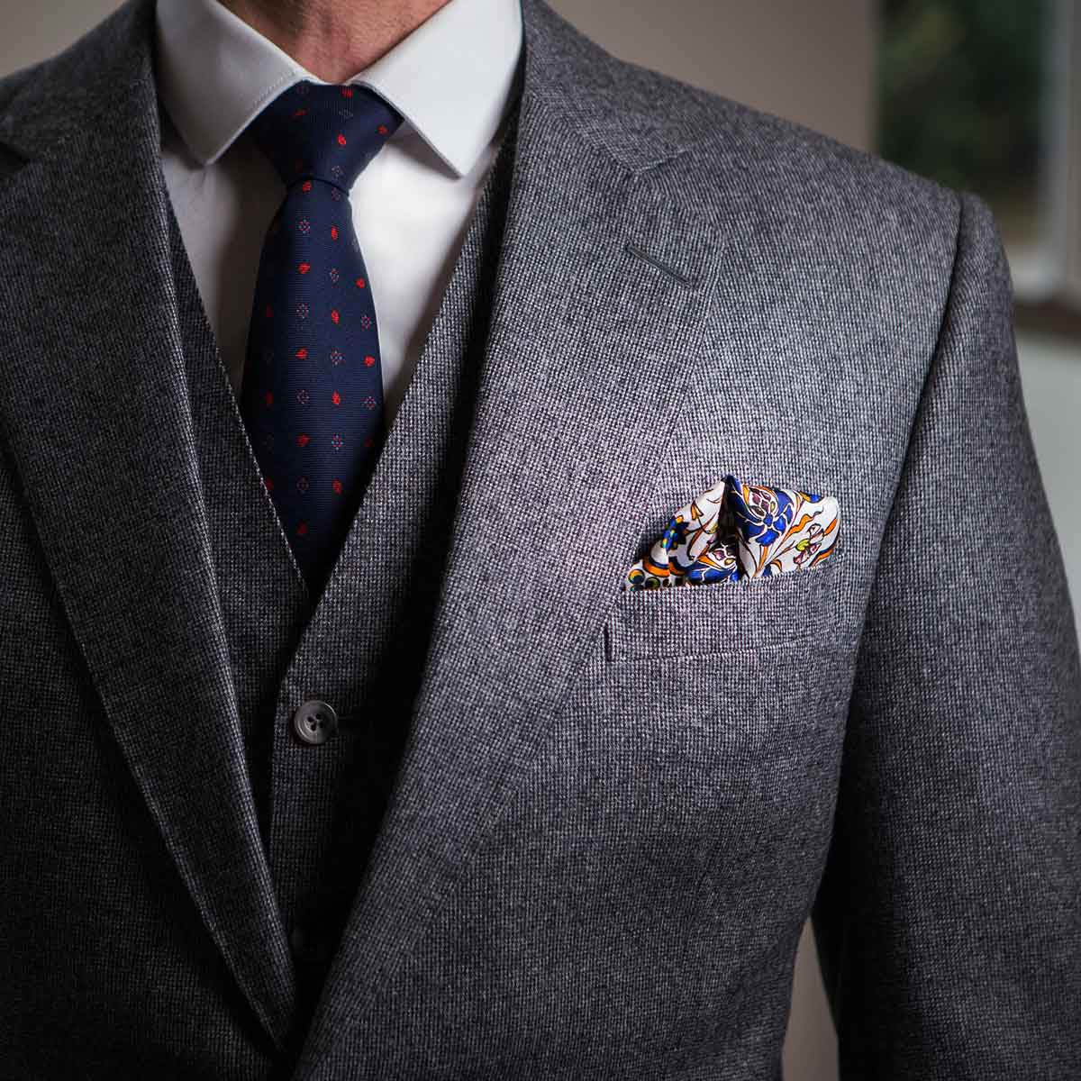 Blue & Orange Ottoman Tile Pocket Square – Rampley and Co