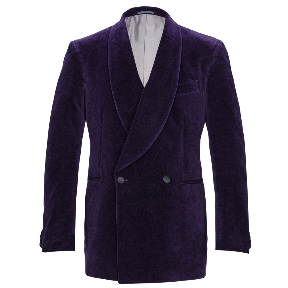Plum Double-Breasted Velvet Smoking Jacket – Rampley and Co